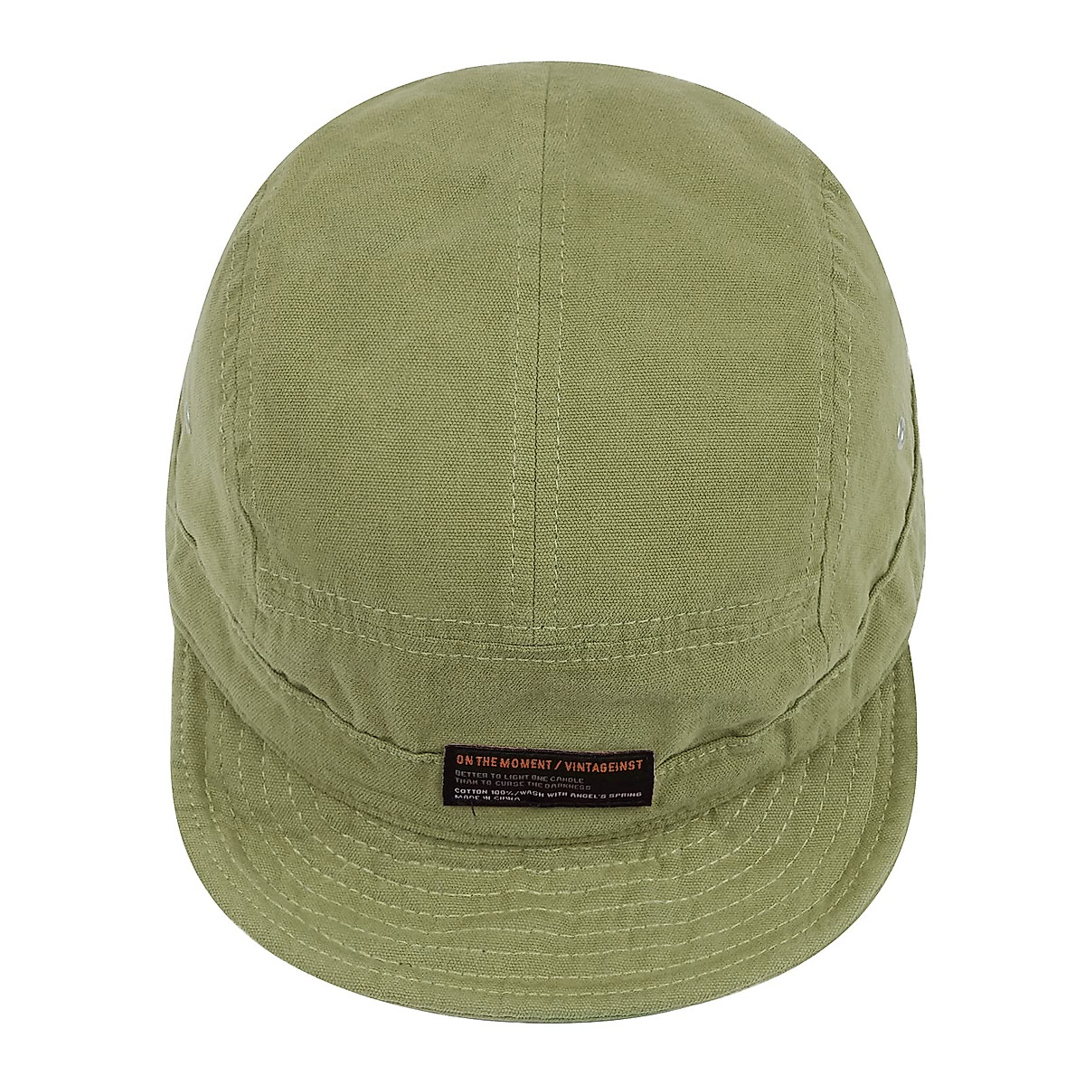 CLAPE 5 Panel Dad Hat Classic Cotton Baseball Cap Casual Flat Brimmed Cap Umpire Dad Hats Adjustable Strap Cadet Cap, Green