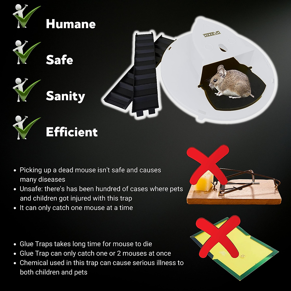 OZZEVO 5 Gallon Mouse Trap Bucket, Rat Trap, Mouse Traps Indoor, Lid Mouse Trap 5 Gallon, Slip and Slide Rat Traps, Humane Mouse Trap for Indoor and Outdoor, Auto Reset, Reusable Yellow (Pack of 2)