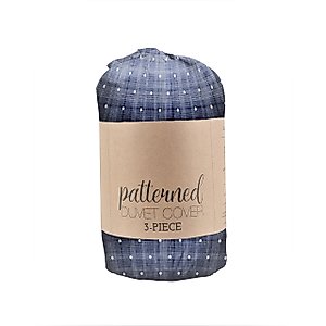 Simply Soft Ultra Soft Polkadot Patterned 3 Piece Duvet Cover Set, Queen, Navy