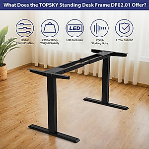 TOPSKY Dual Motor Electric Adjustable Standing Computer Desk for Home and Office (Black Frame only)