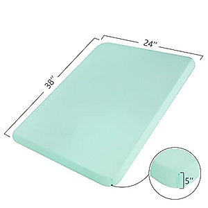 TILLYOU 2 Pack Mini Crib Fitted Sheets, Stretchy Soft Jersey Knit Portable Mini Pack n Play Playard, Playpen Bedding Sheet for Baby, Light Green & Light Gray