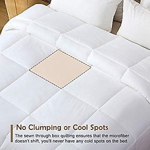 DWR 100% Cotton Covered Lightweight Down Alternative Comforter, Ultra-Soft Skin-Friendly Cloud Breathable Eucalyptus Microfiber Duvet Insert for Warm Sleeper (King, White)