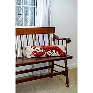 Chandler 4 Corners Artist-Designed Red Lobster Hand-Hooked Wool Decorative Throw Pillow (8” x 24”) Marine Life Pillow for Couches & Beds - Easy Care & Low Maintenance - Ocean & Coastal Home Décor