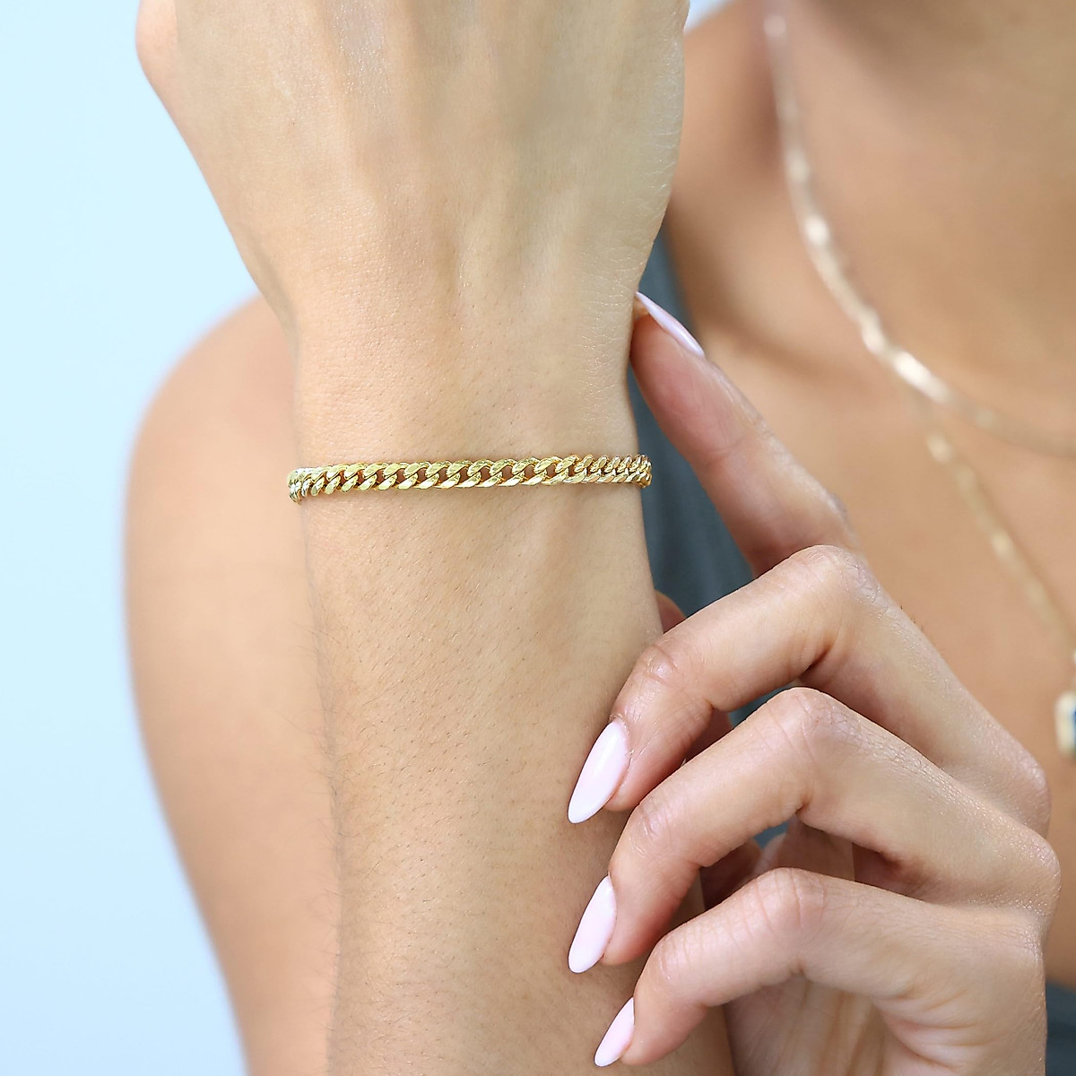 Nuragold 14k Yellow Gold 4.5mm Miami Cuban Link Chain Bracelet, Mens Womens Jewelry 7" 7.5" 8" 8.5" 9"