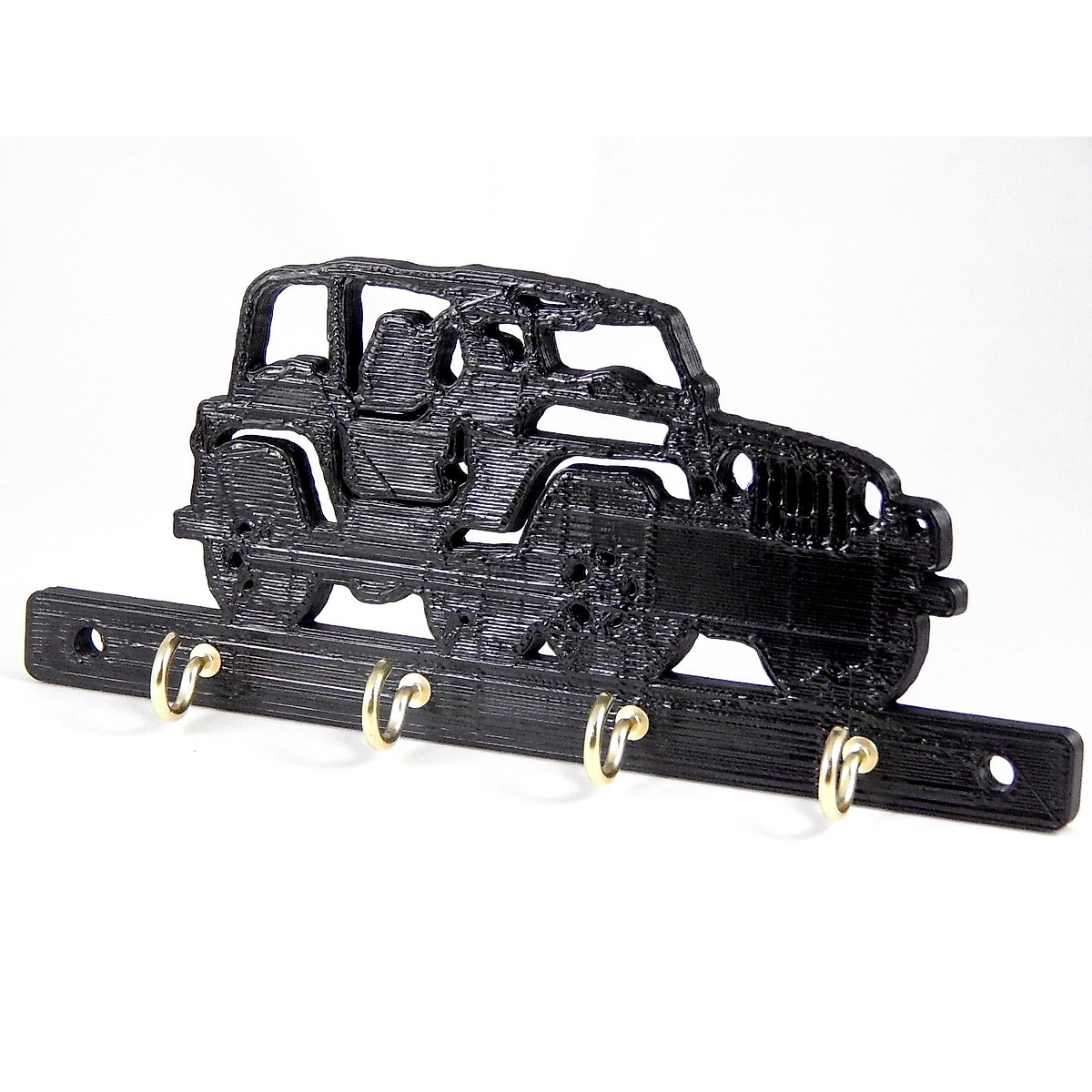 4x4 Rock Crawler Off Road Offroad Key Rack Holder Hanger Key Hooks - Four Hooks Installed - 6" Wide x 2 1/3" Tall x 3/16" Thick