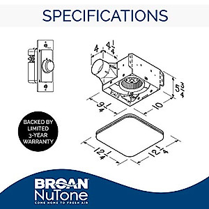 Broan-NuTone AER110KA Ventilation Fan with Infinitely Adjustable Speed Control Switch and Roomside Installation, 110 CFM