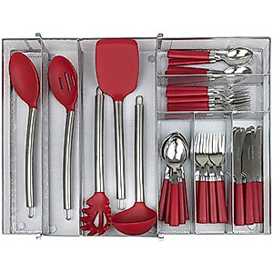 Sorbus Flatware Drawer Organizer, Expandable Cutlery Drawer Trays for Silverware, Serving Utensils, Storage for Kitchen, Office, Bathroom Supplies, (Expandable Cutlery Drawer Organizer - Silver)