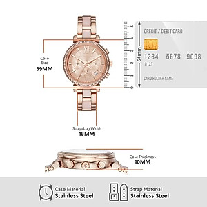 Michael Kors Women's Sofie Chronograph Rose Gold-Tone Stainless Steel Watch MK6560