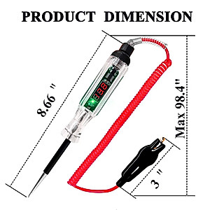 AWBLIN Automotive Test Light Digital LED Circuit Tester, DC 2.6V-32V Auto Electric Tester Light Tool with Voltmeter and Probe for Checking Vehicle Car Truck Motorcycle Boat Fuses and Battery Voltage