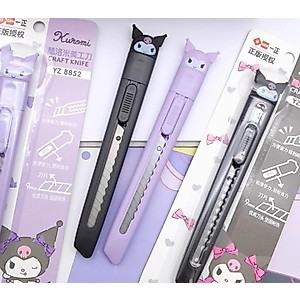 Utility Knife Box Cutter for Office or Home with Cute Kitty Figure on the Top (Purple)