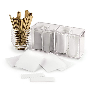 4-Compartment Makeup Organizer and Storage: Transparent Multi-functional Bathroom Closet Storage with 4 Trays and Clear Lid for Cosmetics, Cotton Balls or Sponges