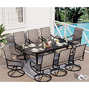 Sophia & William Patio Dining Set for 8 Expandable Patio Dining Table 6-8 Person with Patio Dining Chairs Textilene 9 Pieces Patio Furniture Set for Lawn Garden Backyard Pool All Weather