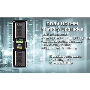 NEMIX RAM 32GB (2X16GB) DDR4 2133MHZ PC4-17000 2Rx8 1.2V 288-PIN Non-ECC UDIMM Unbuffered Desktop Memory KIT