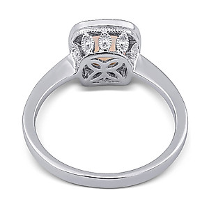 ORO LEONI 925 Sterling Silver Lab Created Opal 7mm Cushion Ring, Size 7