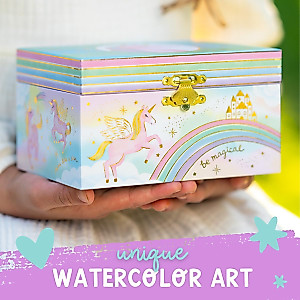 Giggle & Honey Musical Unicorn Jewelry Box for Girls - Kids Jewelry Box with Spinning Unicorn, Unicorn Gifts for Girls, Unicorn Toys - 6 x 4.7 x 3.5 in