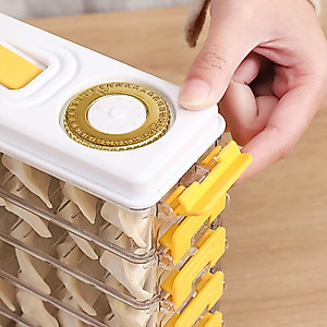 Dumpling Box Refrigerator Organizer Stackable Storage with Lids and Handle, Portable Multi Layer Quick Frozen Food Storage Container for Kitchen Fridge(4 Layer)