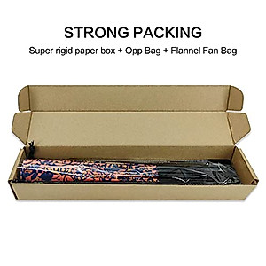 Raveahem UV Glow Large Rave Bamboo Folding Clack Hand Fan for Men/Women Handheld Fan for EDM, Music Festival,Club,Freaky,Event,Party,Dance,Performance,Decoration, Gift (Magic Mushrooms)