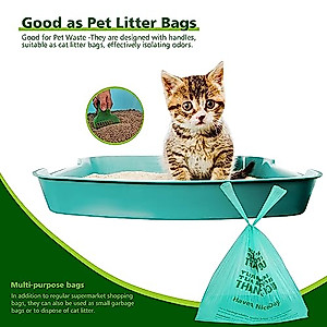 AYOTEE Shopping Bags for Small Business, Thank You Bags Bulk 50 Count Green Reusable Grocery Bags, T Shirt Bags with Handles, Standard Supermarket Size (12"x6.5"x22") Restaurants,Grocery Store