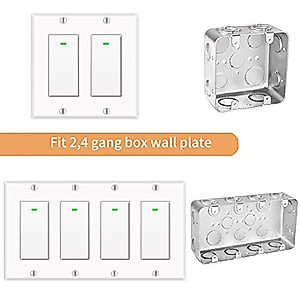 Alexa Light Switch, Double Smart WiFi Light Switches, Smart Switch 2 Gang Compatible with Alexa and Google Home, Neutral Wire Needed, with Remote Control, Timing Schedule, No hub Required (2Pack)