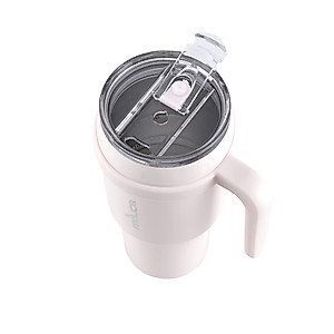 REDUCE Cold1 40 oz Tumbler with Handle - Vacuum Insulated Stainless Steel Water Bottle for Home, Office or Car, Reusable Mug with Straw or Leakproof Flip Lid, Keeps Drinks Cold All Day- Gloss Cotton