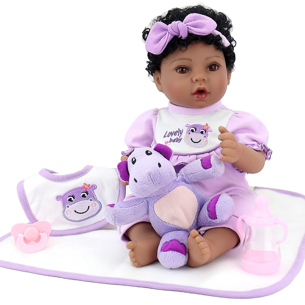 Aori Reborn Baby Dolls Black -18 inch African American Lifelike Newborn Girl Doll, Realistic Soft Posable Limbs and Weighted Body