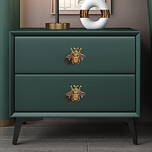 HEVSTIL 2-Pack Bee Shape Cabinet Knob,Nature Theme Single Hole Pulls for Cabinet Dresser Knobs Furniture Door,Antique Gold