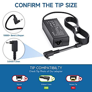 65W N15Q9 N15Q8 19V 2.37A Laptop Charger for Acer Chromebook CB3-532 C720 C740 C731 11 R11 R13 14 15 CB3 CB5 CB3-431 CB5-132T CB3-131 A13-045N2A PA-1450-26 Aspire 5 A515-54 A515-46-R14K Power Cord