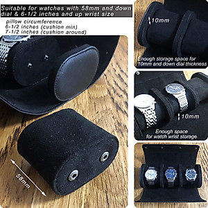 Longjet Watch Roll Travel Case for Men Portable Watches Organizer Box with Removable Velvet Pillow Holder (Black Cross)