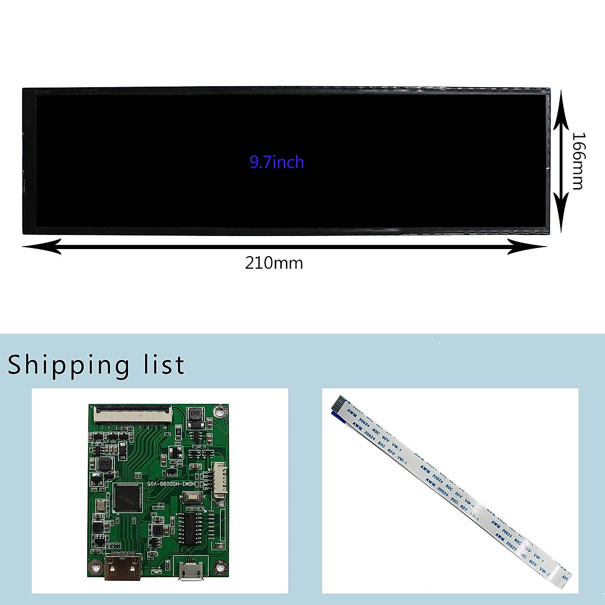VSDISPLAY 8.8" 8.8 Inch 1920X480 LCD Screen HSD088IPW1-A00 with HD-MI to Mipi LCD Controller Board VS-HSD088