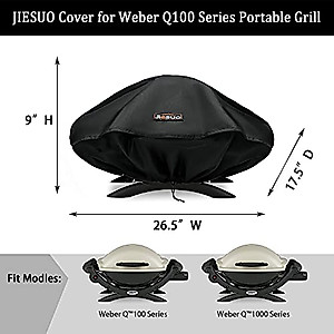Jiesuo Grill Cover for Weber Q Series Grills, Grill Cover for Weber Q1200, Q1000 and Q100 Series Portable Grill Cover