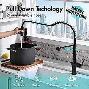 Touchless Pull Down Kitchen Faucet with Sprayer, APPASO Motion Sensor Activated Hands-Free Automatic Kitchen Faucet, Inducing Single Handle Smart Faucets for Kitchen Sink, Solid Brsss, Matte Balck