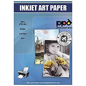 PPD Inkjet Canvas 100% Real Printable Cotton 13x19" 340gsm 125lbs x 10 Sheets PPD-85-10