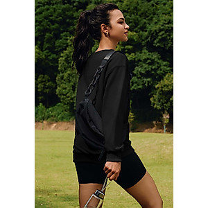 ReachMe Womens Cute Graphic Crewneck Sweatshirts Fashion Smile Pullover Tops Casual Loose Happy Face Sweatshirt(2 Black,M)