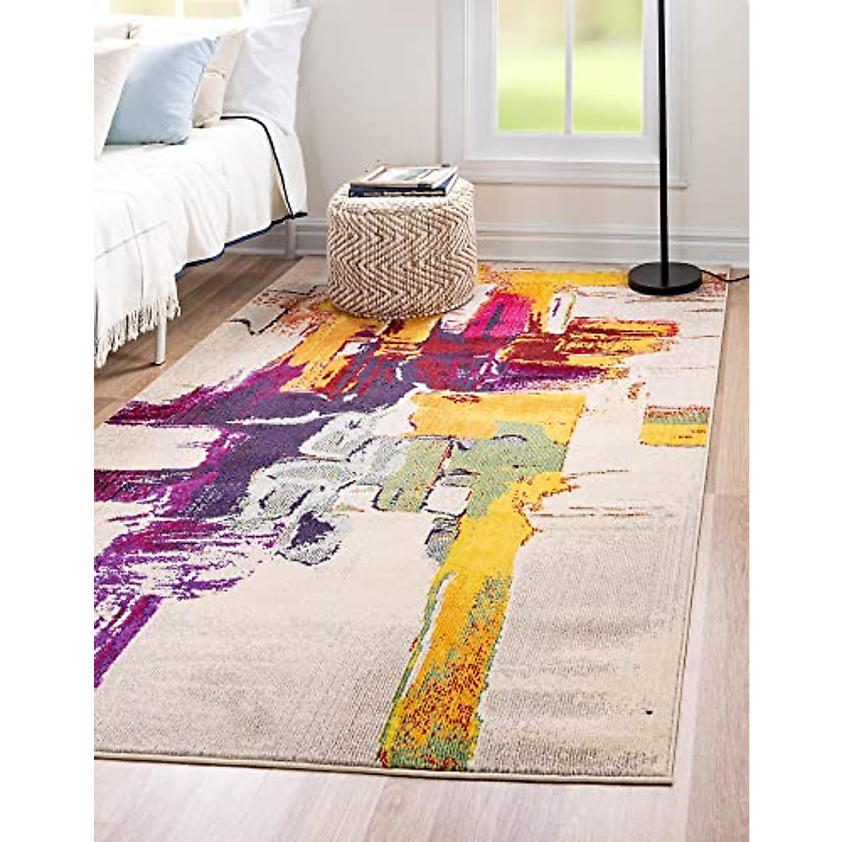 Unique Loom Estrella Collection Bright Colors, Geometric, Abstract, Modern Area Rug, 5 ft x 8 ft, Beige/Yellow