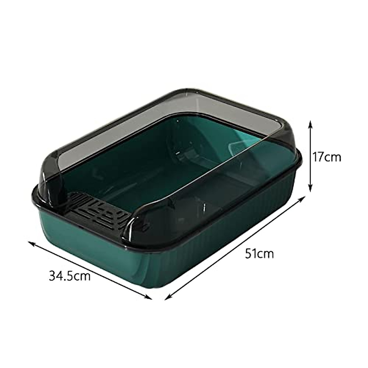 Qianly Cat Litter Box,Cat Toilet,Detachable, Anti Splash,Easy to Clean, Stain Resistant Scatter Shield Kitty Litter Pan Cat Litter Tray Kitty, Green