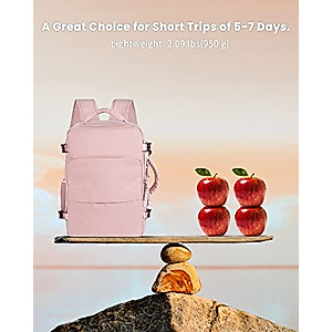 Snoffic Durable Carry On Backpack, Travel Backpack for Women Airline Approved, Large Waterproof College Backpack, Business Work Hiking Casual Daypack Bag, Fits 16" Laptop, Pink