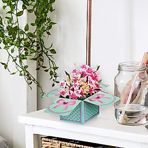 Banzk Thank you Card, 3D Pop up Greeting Cards, Birthday Gift Card with Note Card and Envelope, Teacher Appreciation Card, Best Friend Gift, Flowers Box Greeting Cards for Mom, Grandma, Father