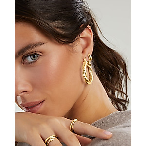 Milla Gold Twist Earrings - Thick Silver Hoop Earrings for Women - Big Chunky 14K Gold Statement Earrings (40 mm - 1.6 in)