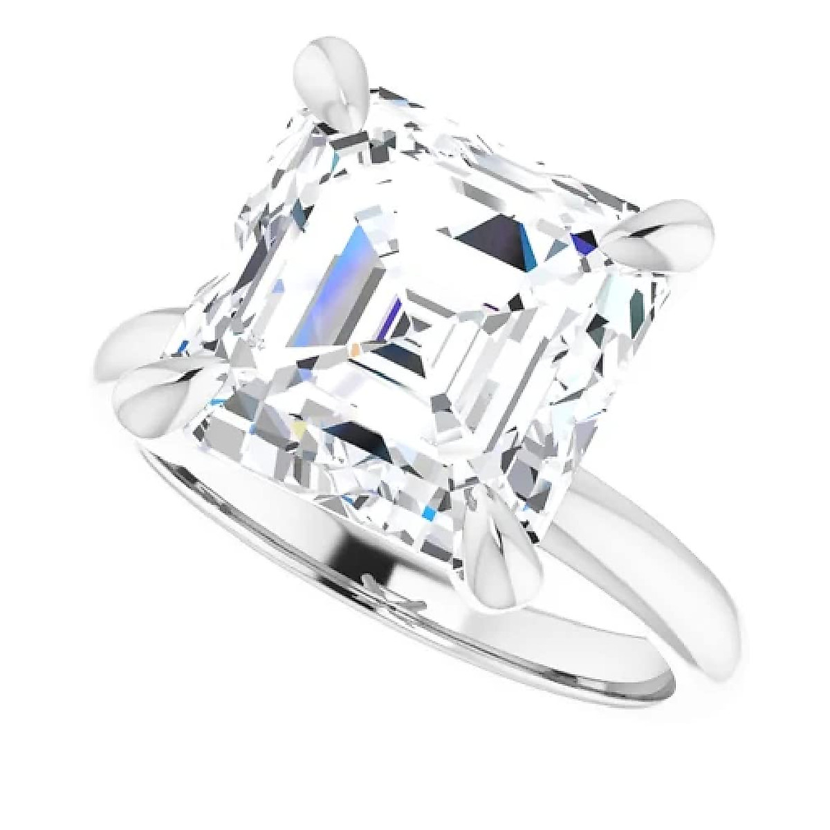 10K Solid White Gold Handmade Engagement Ring, 5 CT Asscher Cut Moissanite Diamond Solitaire Wedding/Bridal Rings for Women/Her, Minimalist Anniversary Ring Gifts (5.5)