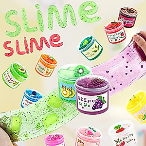 12 Pack Crystal Slime, Clear Jelly Cube Glimmer Crunchy Slime for Kids, Idea Stress Relief Toy, Kids Party Favor, Birthday Easter Christmas New Year Gift for Girls and Boys Age 6 7 8 9 10+