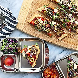 Kiddobloom Children Stainless Steel Dinnerware Set, Frog (1 Bowl, 1 Cup, 1 Divided Plate). High grade stainless #304. Elegant Gift for Baby, Toddler, and Kids.