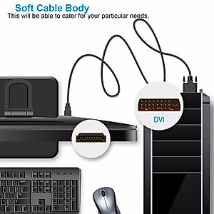 HDMI to DVI Cable 5-Pack, 6.6 Ft Bidirectional DVI-D to HDMI Male to Male High Speed Adapter Cable Support 1080P Full HD (5, Black)