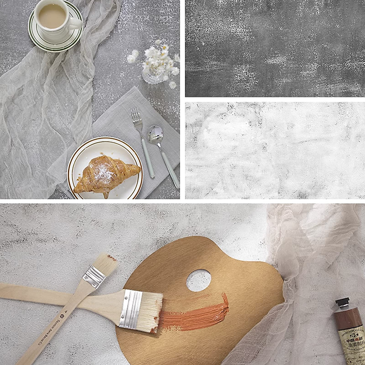 5PCS 10Patterns Food Photography Background Paper, 22x34Inch Double-Sided Photo Tabletop Backdrops Props Marble Wooden, EOAJAFOU