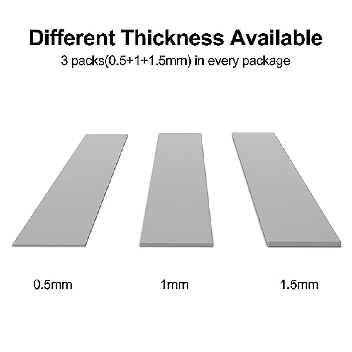 Aairhut 3 Pack 13W/m.k Thermal Pads, 70 x 20mm 0.5mm 1mm 1.5mm Highly Efficient Thermal Conductivity Silicone Cooling Pads for Laptop Heatsink CPU GPU SSD IC LED Cooler (3 Pack 70x20mm)