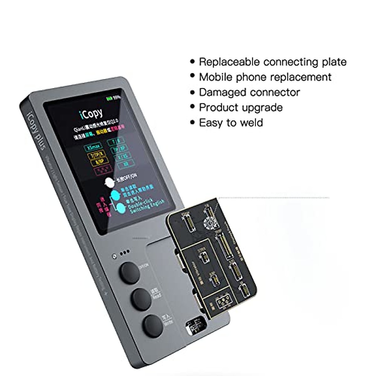 Yoidesu ICopy Plus 2.2 Repair Instrument, 3 in 1 Vibrator Light Sensor Vibrator Light Sensor True Tone Display for Phone Touch, Photosensitive, Vibration, Battery Data, Headphone Repair