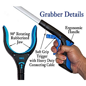 2-Pack 34 Inch Extra Long Grabber Reacher with Rotating Jaw - Mobility Aid Reaching Assist Tool (Blue)