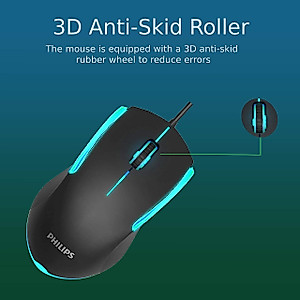 Philips Wired Gaming Keyboard and Mouse Combo, Quiet RGB Backlit Membrane Keyboard with LED Optical Mouse, Island Style- Chiclet Keys for Gaming, Business and Office