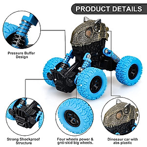 STEAM Life Dinosaur Cars Truck 4 Pack Dinosaur Pull Back Car for Toddlers Dinosaur Toys for Kids 3-5 Dinosaur Monster Truck Toys Dino Toy Set Christmas Birthday Gifts for 3 4 5 6 8 Year Old