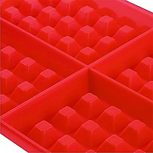 Silicone Waffle Mold for Baking, Non Stick, Dishwasher Safe, Square Shape Set of 2, Red