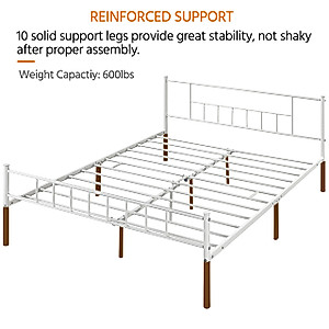 Yaheetech 13 inch Twin Size Metal Bed Frame with Headboard and Footboard Platform Bed Frame with Storage No Box Spring Needed Mattress Foundation Black